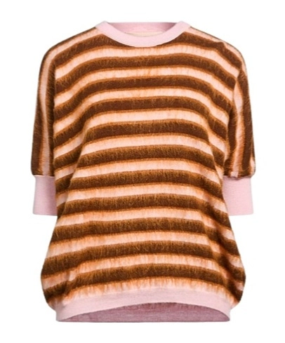 Marni Striped Woolen Knitted Short-sleeved Shirt