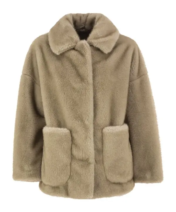 Herno Faux Fur Aviator Jacket - Beige