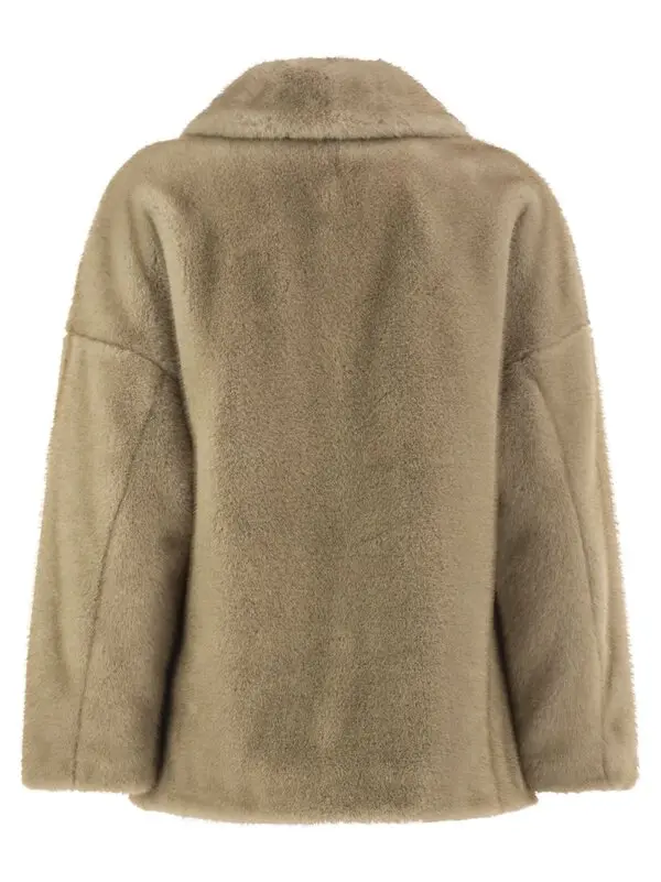 Herno Faux Fur Aviator Jacket - Beige