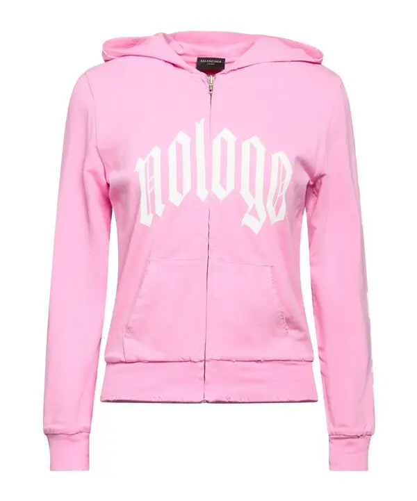Balenciaga Long Sleeve Hooded Zip Sweatshirt With Print