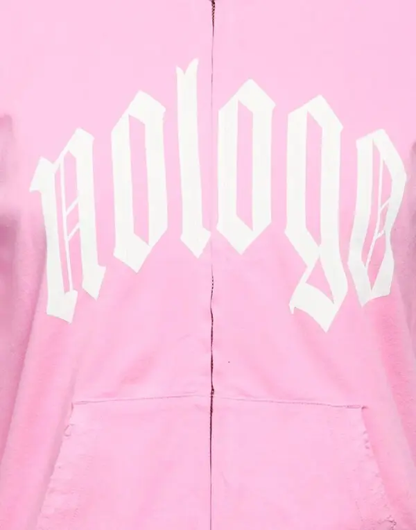 Balenciaga Long Sleeve Hooded Zip Sweatshirt With Print