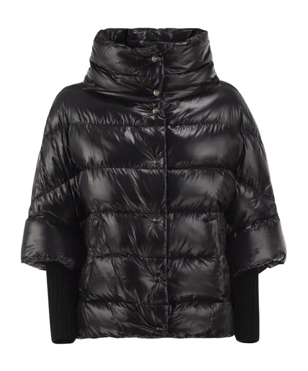 Herno Short Down Jacket With High Neck And Ribbed Cuffs