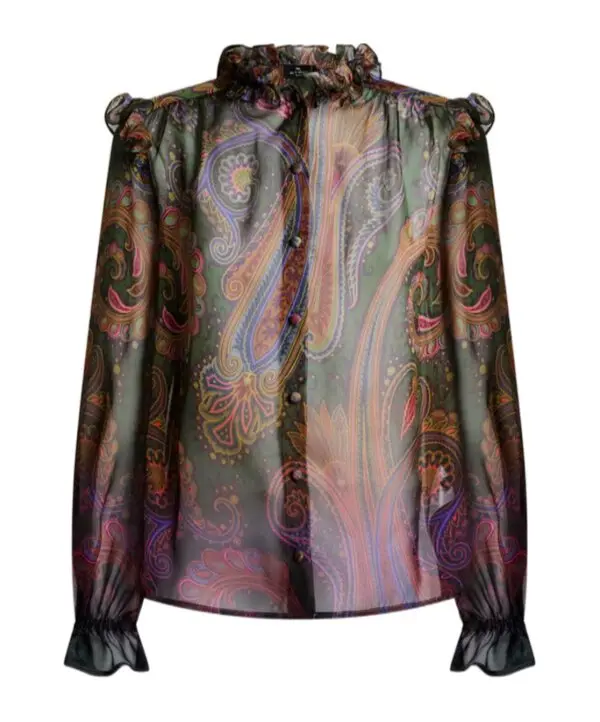 Etro Degrade Paisley Printed Silk Chiffon Shirt