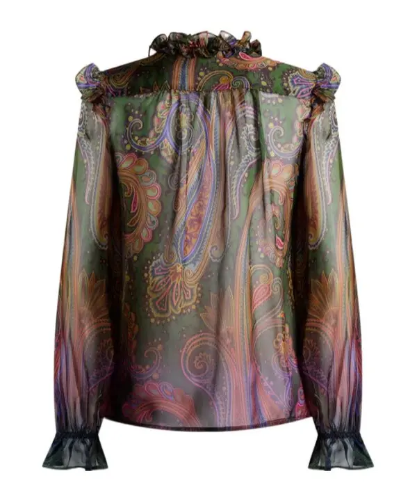 Etro Degrade Paisley Printed Silk Chiffon Shirt
