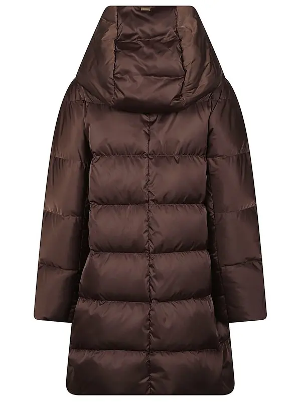 Herno Zip-up Drawstring Hooded Down Coat - Brown