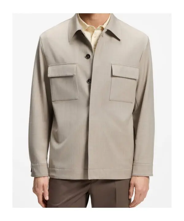Hugo Boss Relaxed-fit Overshirt In A Wool Blend