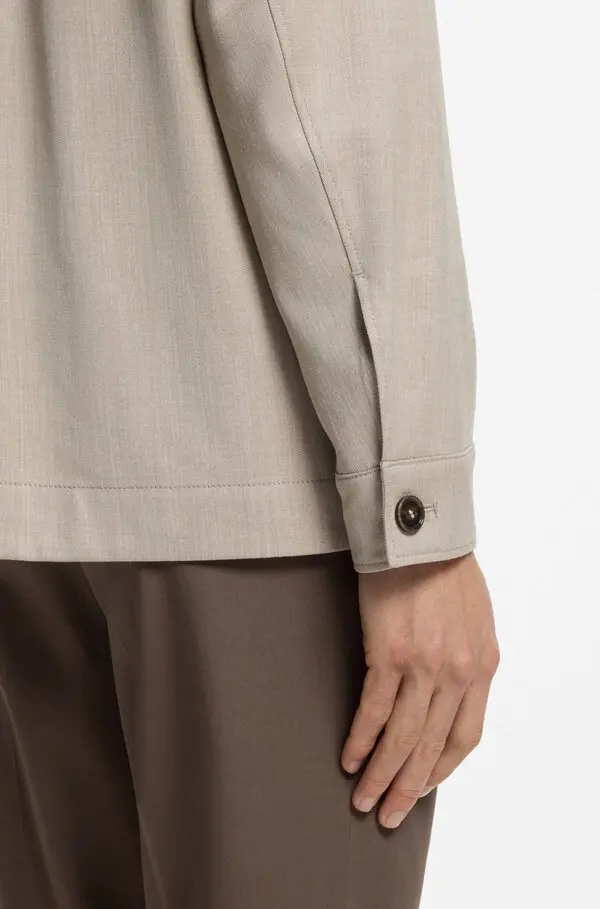 Hugo Boss Relaxed-fit Overshirt In A Wool Blend