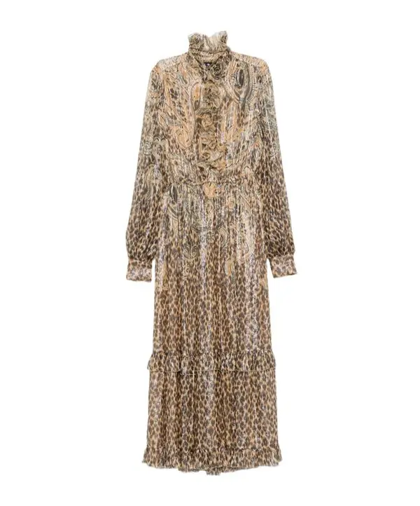 Etro Paisley Leopard-print Maxi Dress - Brown
