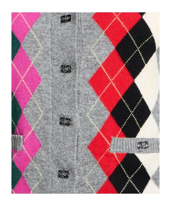 GANNI Geometric Wool Knit Cardigan