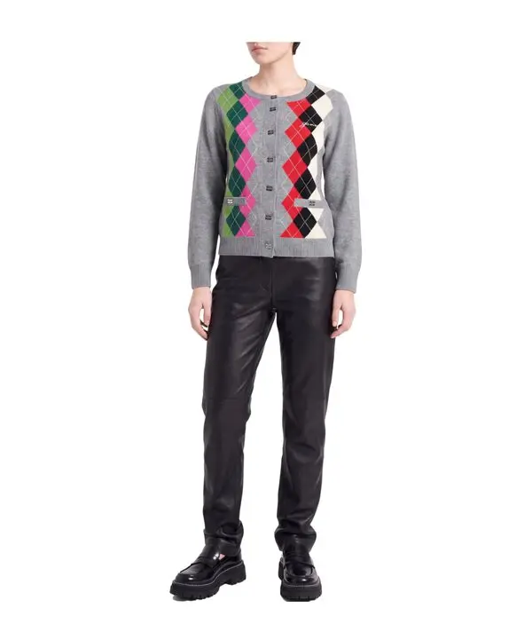 GANNI Geometric Wool Knit Cardigan