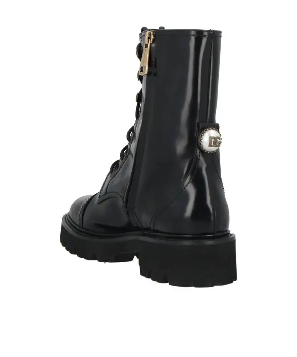 Dolce & Gabbana Glossed Leather Combat Boots