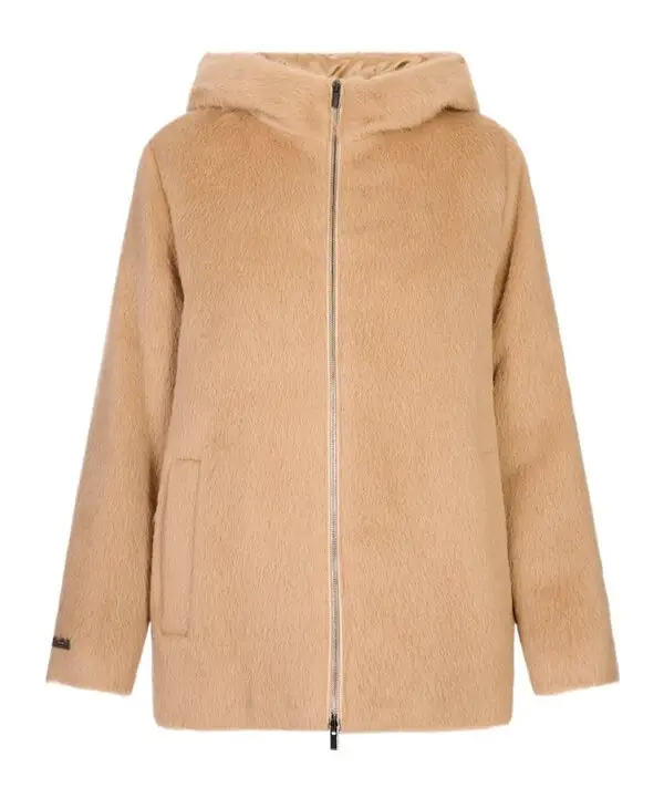 Peserico Zip-up Hooded Jacket With Long Sleeves And Side Pockets - Nude