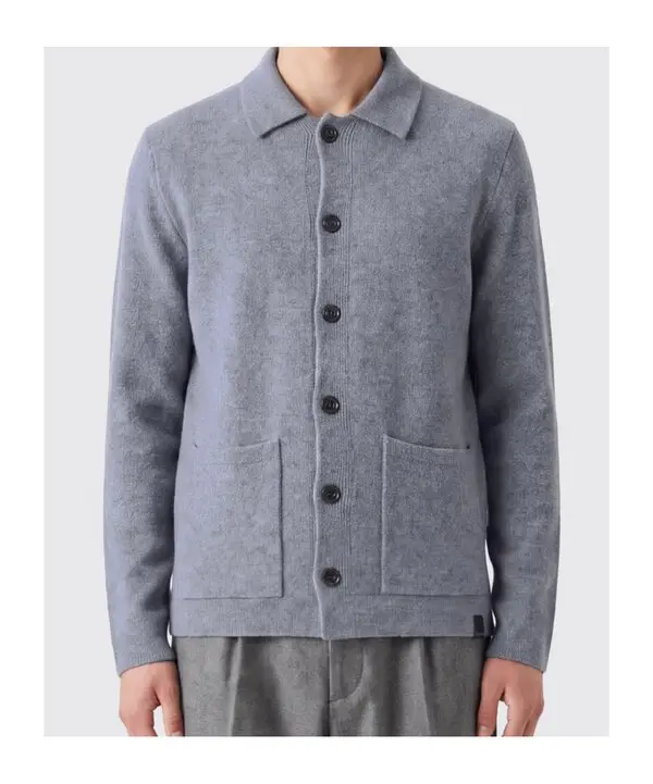 ZANONE Button-up Collared Cardigan With Ribbed Knit And Patch Pockets
