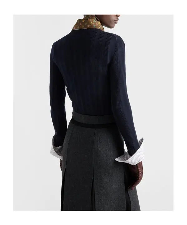 Prada Crew Neck Long Sleeve Sweater - Blue