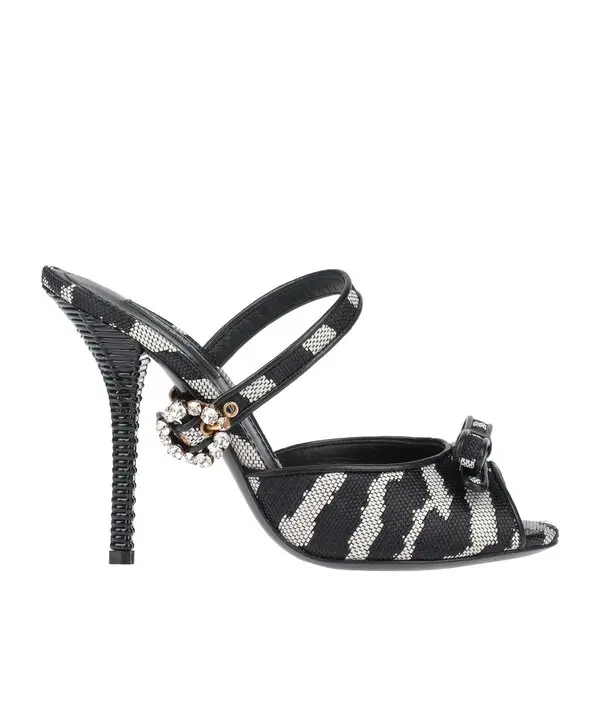 Dolce & Gabbana Zebra Print Leather Sandals With Bow Detailing