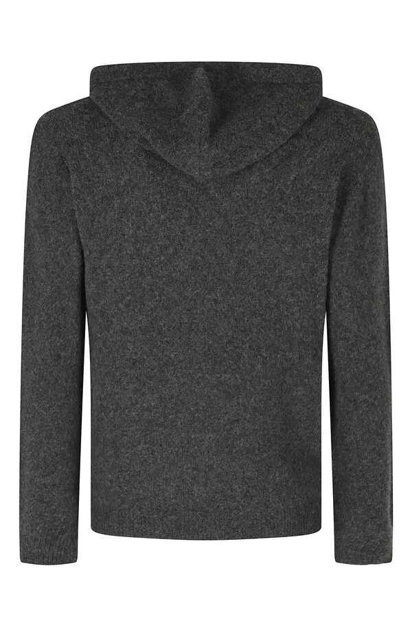 ROBERTO COLLINA Long-sleeved Hooded Sweater - Black