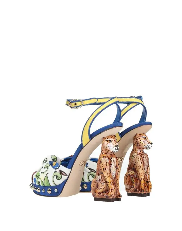 Dolce & Gabbana Floral Print High Heel Sandals With Sculptural Detail