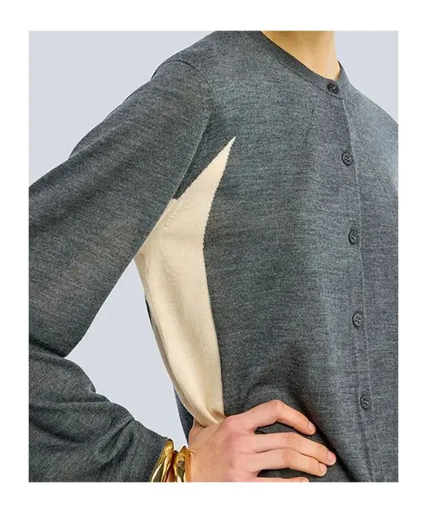 SEMICOUTURE Knit Cardigan With Contrasting Panels