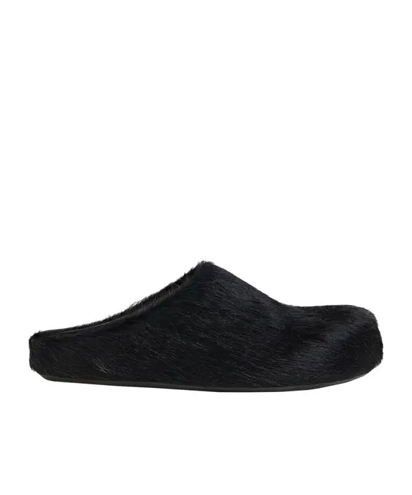 Marni Fur Mules - Black