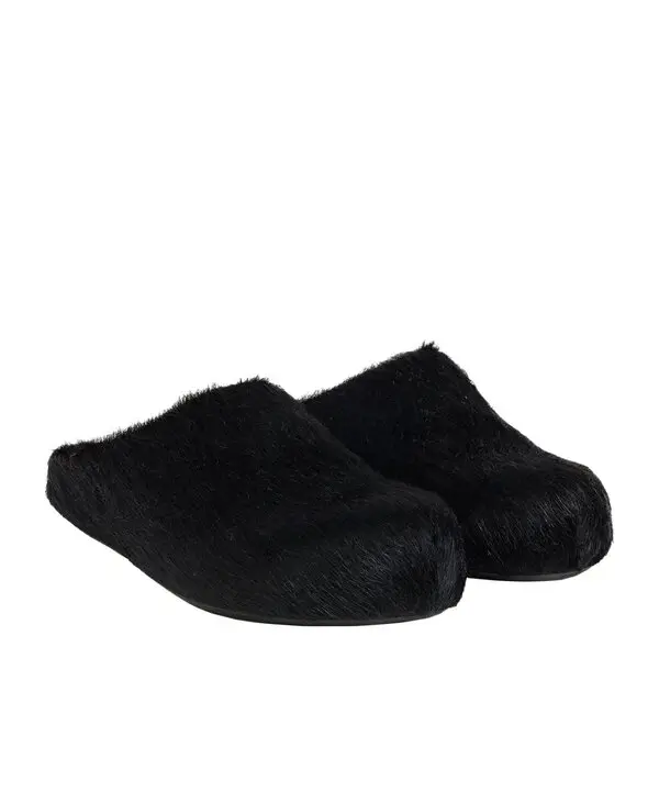 Marni Fur Mules - Black