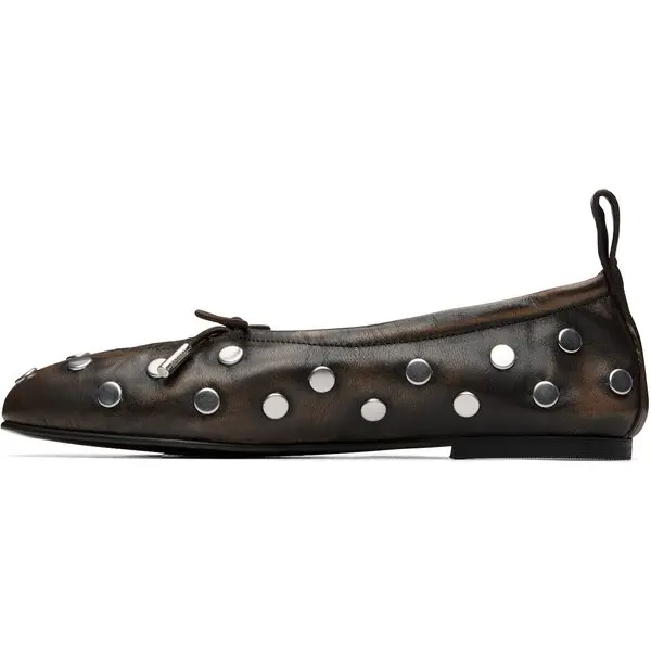 ALOHAS Rosalind Stud-embellished Leather Ballet Flats - Brown