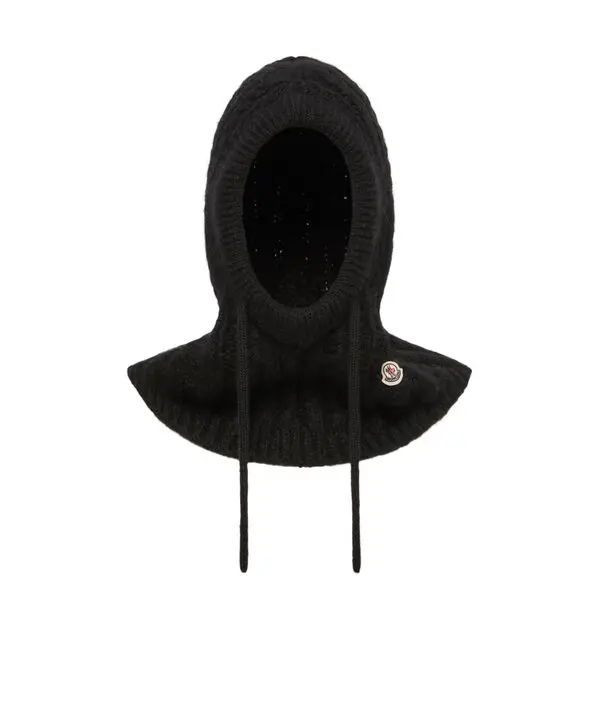 Moncler Cable Knit Alpaca Blend Balaclava - Black
