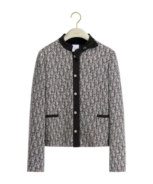 Dior Long-sleeved Jacket With Grosgrain Bow And Cd Logo - Grey