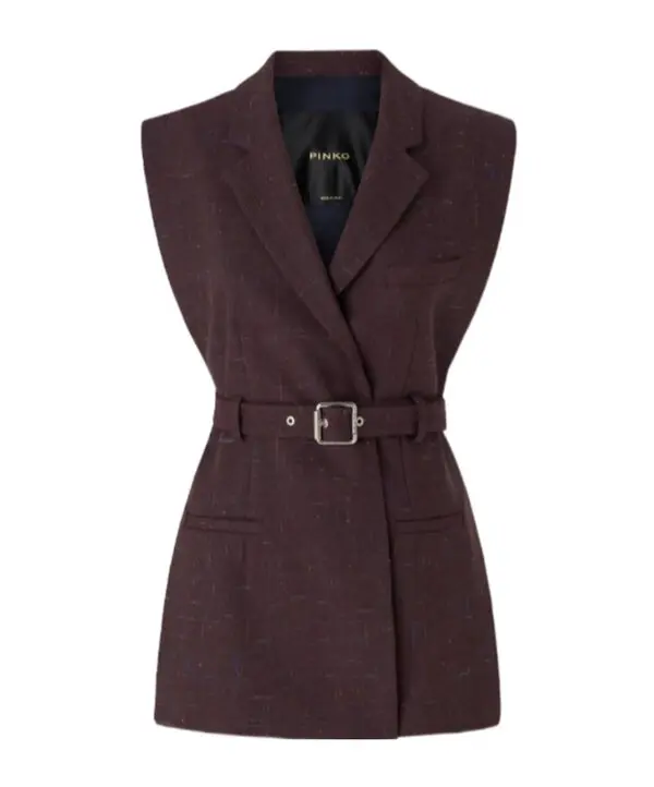 Pinko Belted Sleeveless Blazer Jacket