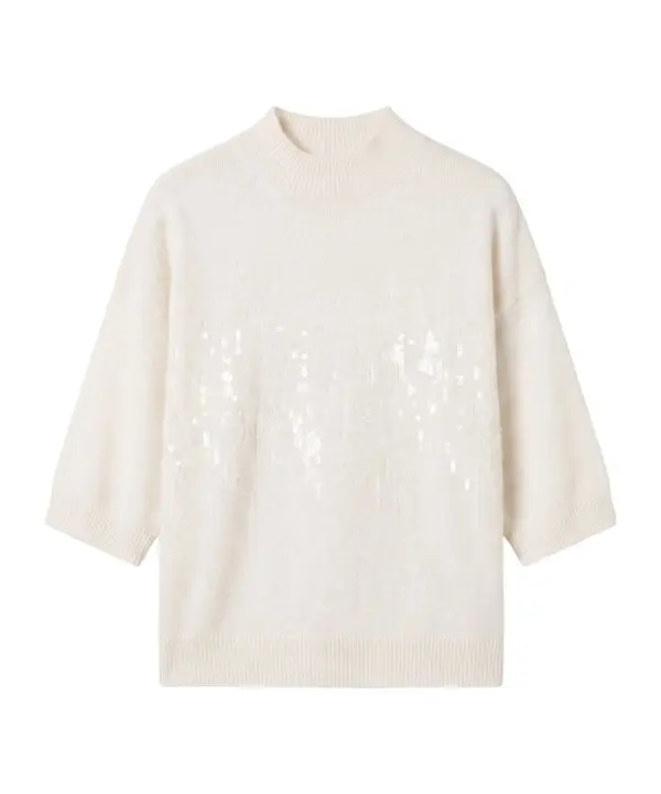 Peserico Sequin-embellished Short-sleeve Sweater