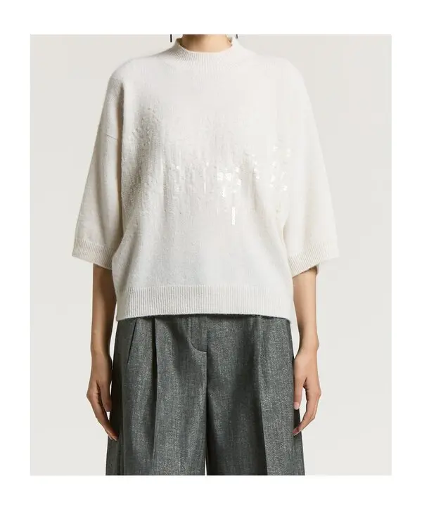 Peserico Sequin-embellished Short-sleeve Sweater
