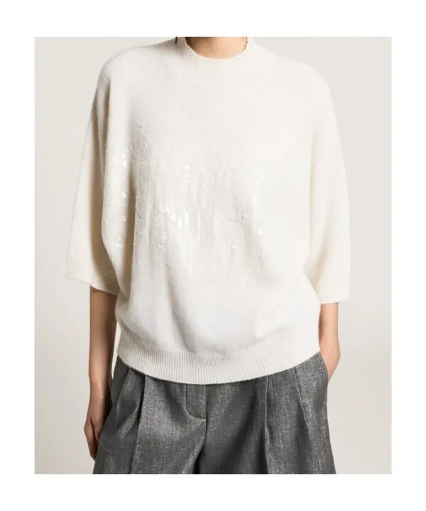 Peserico Sequin-embellished Short-sleeve Sweater
