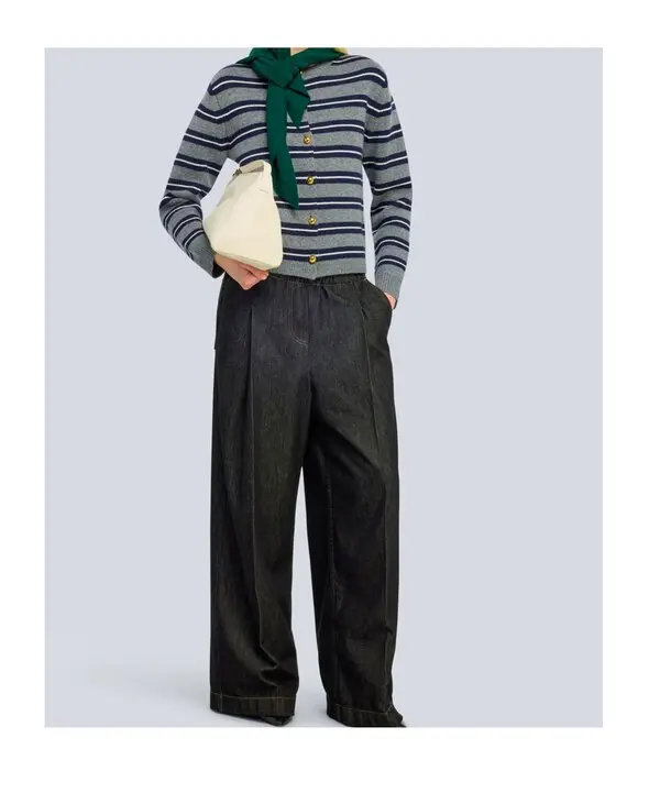 SEMICOUTURE Striped Knit Cardigan With Button Closure