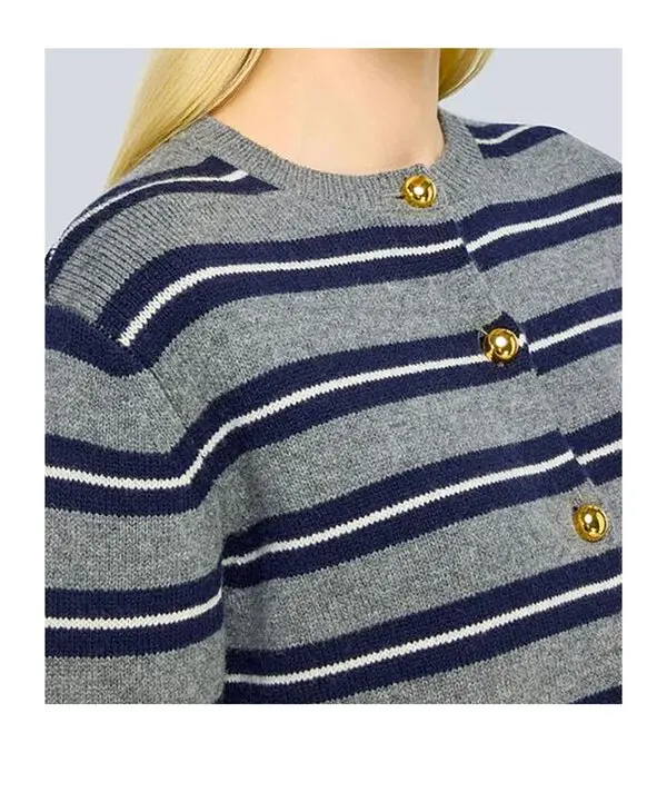 SEMICOUTURE Striped Knit Cardigan With Button Closure