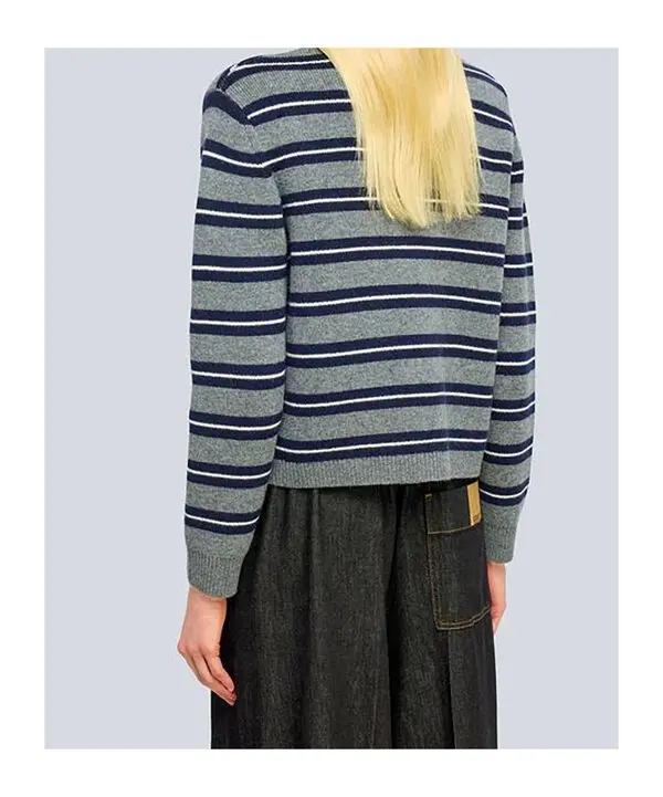 SEMICOUTURE Striped Knit Cardigan With Button Closure