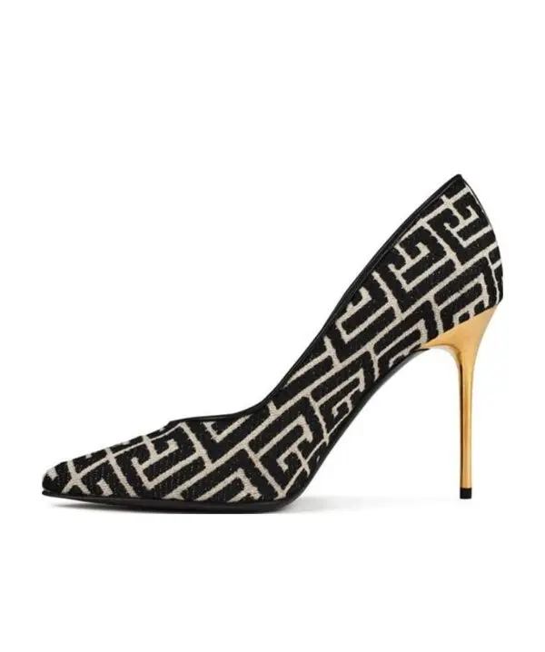 Balmain Jacquard Logo High Heels