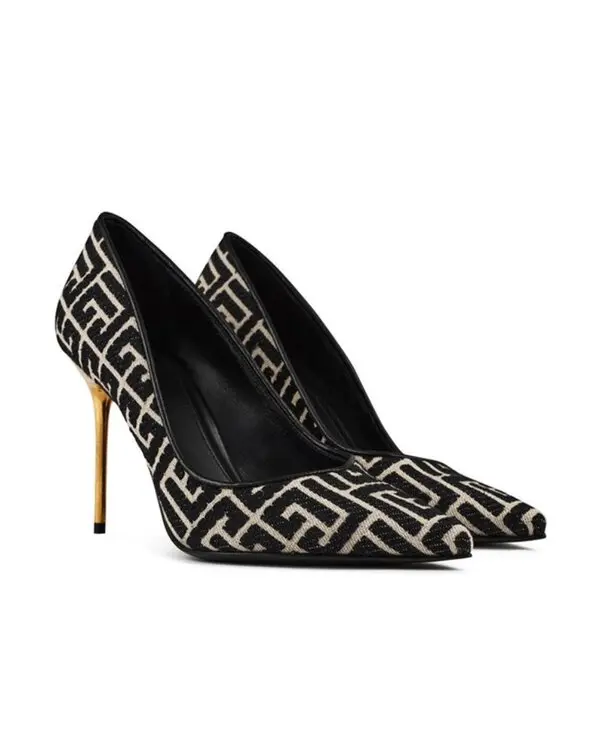 Balmain Jacquard Logo High Heels