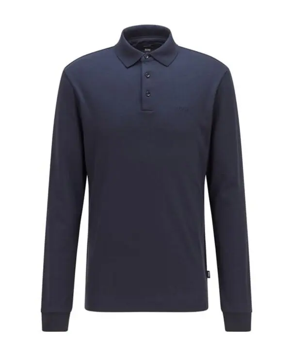 Hugo Boss Navy Blue Long-sleeved Polo Shirt