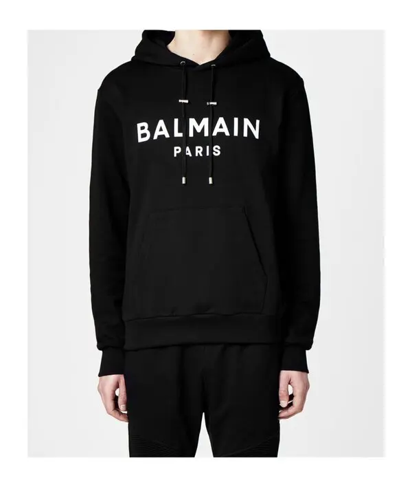 Balmain Logo Cotton Printed Hoodie