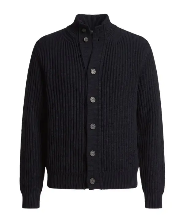 Peserico High Neck Button-front Long Sleeve Knit Top
