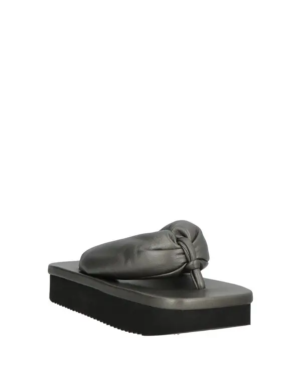 Rick Owens Metallic Leather Flip-flops With Flat Soles