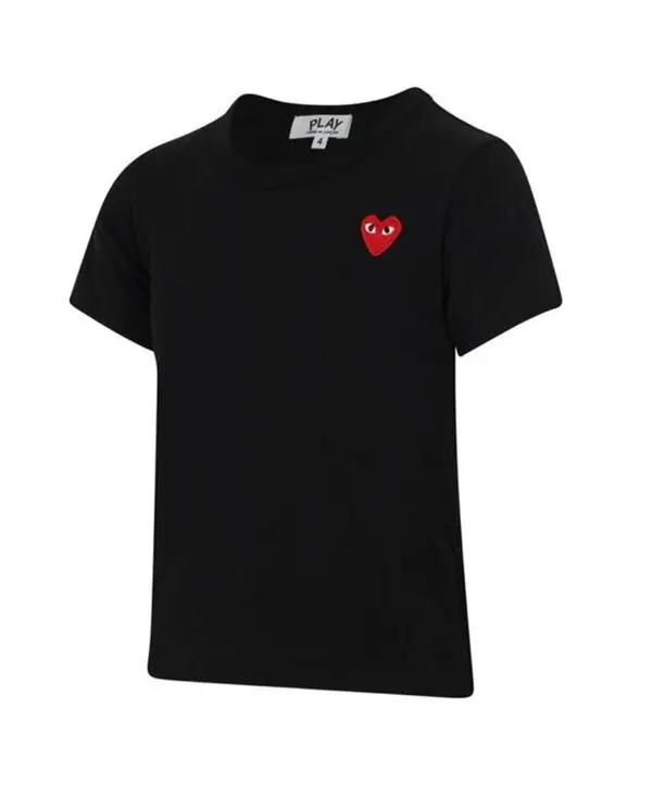 Play Comme Des Garcon Item O-neck Short-sleeved T-shirt With Heart Applique - Black