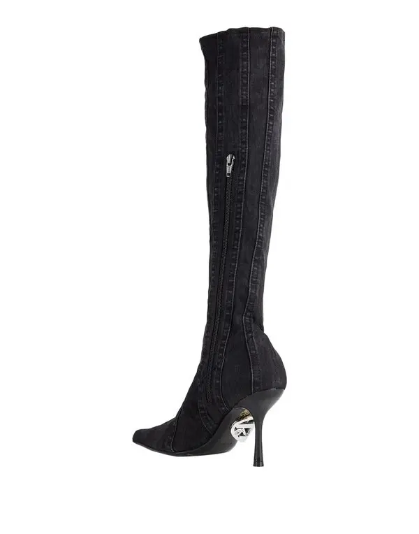 DIESEL® Denim Knee-high Boots With Appliqués