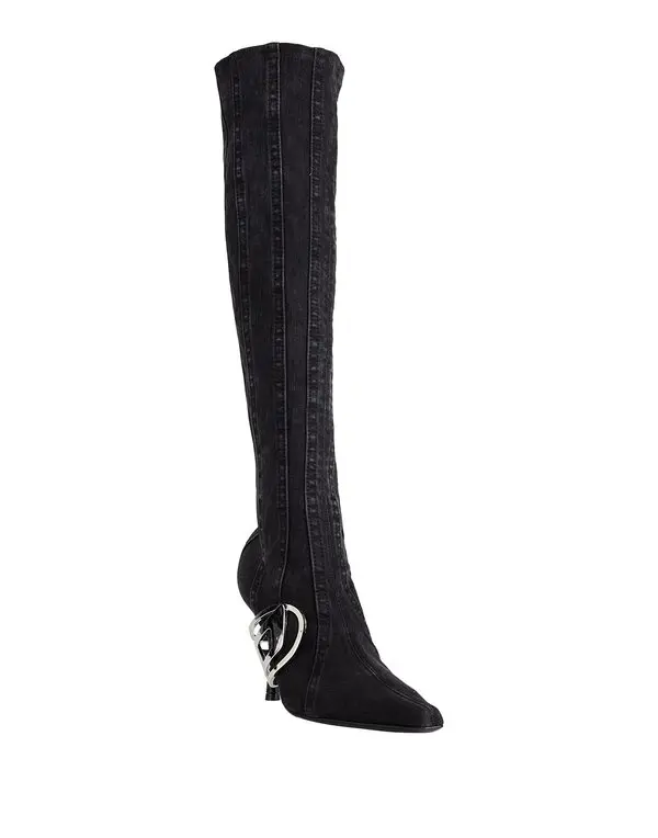 DIESEL® Denim Knee-high Boots With Appliqués