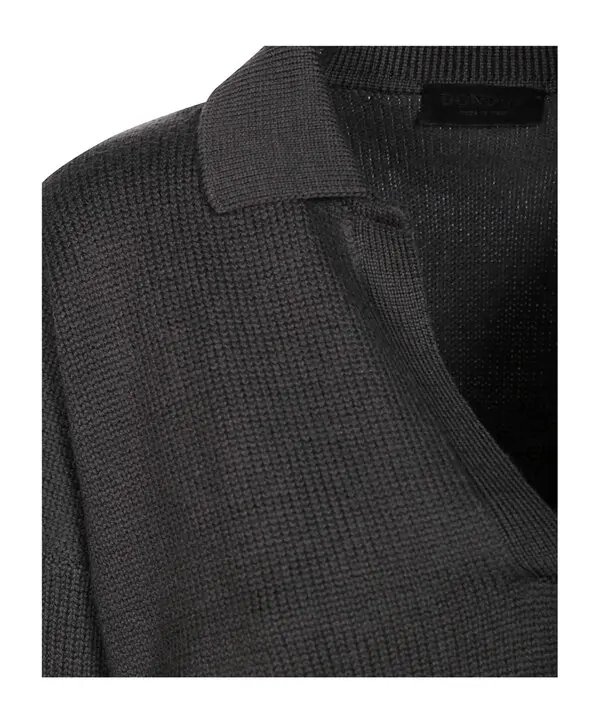 DONDUP Regular Fit Knitted Polo Shirt - Black