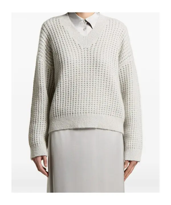 Peserico V-neck Jumper - Mercury Ash
