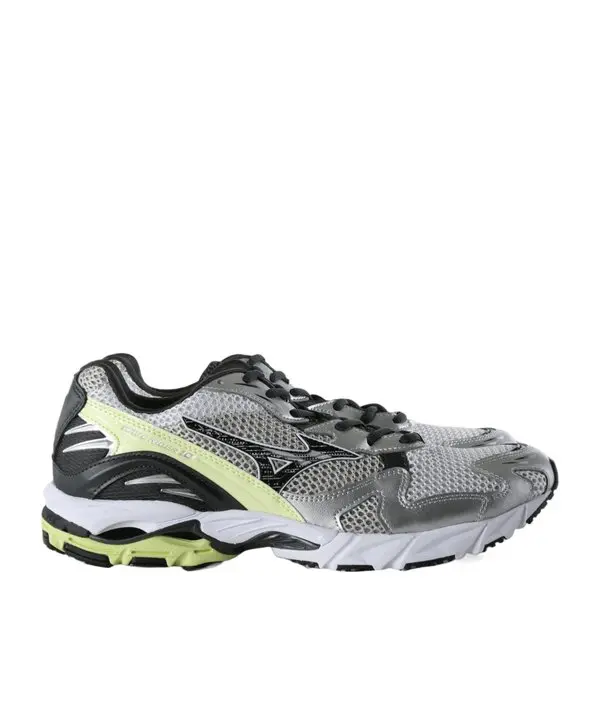 Mizuno Round Toe Sneakers With Metallic Silver Finish