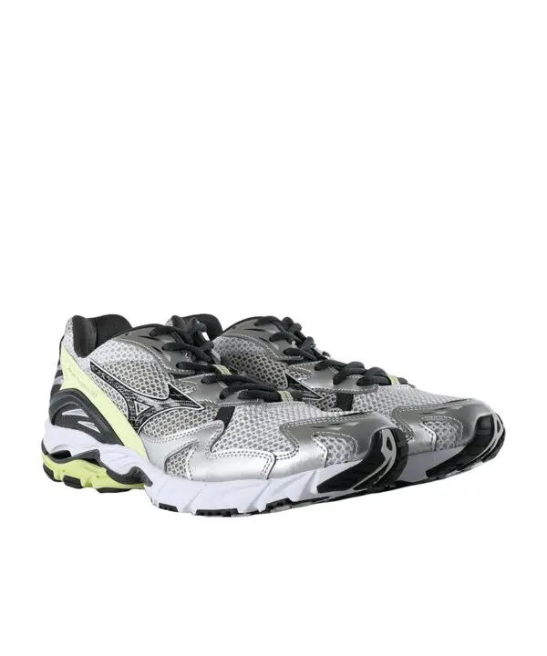 Mizuno Round Toe Sneakers With Metallic Silver Finish