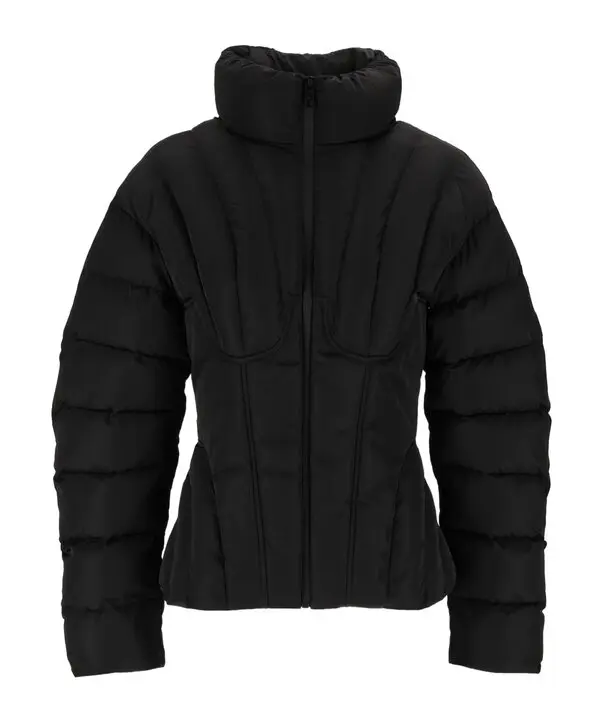 Elisabetta Franchi Down Jacket In Voile Fabric - Black