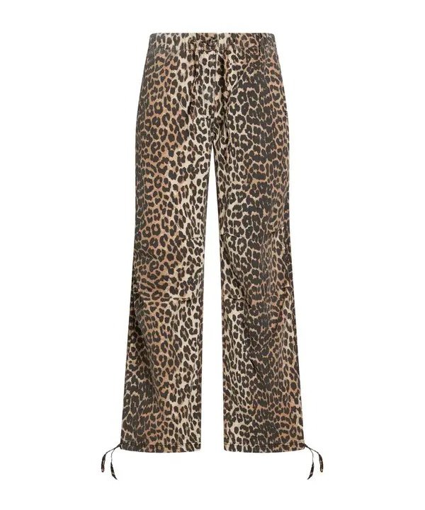 GANNI Leopard Print Trousers - Brown