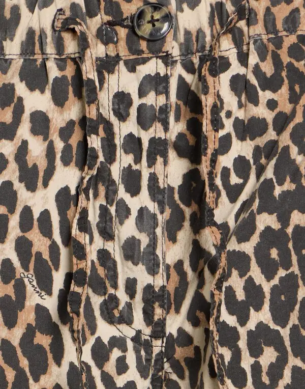 GANNI Leopard Print Trousers - Brown